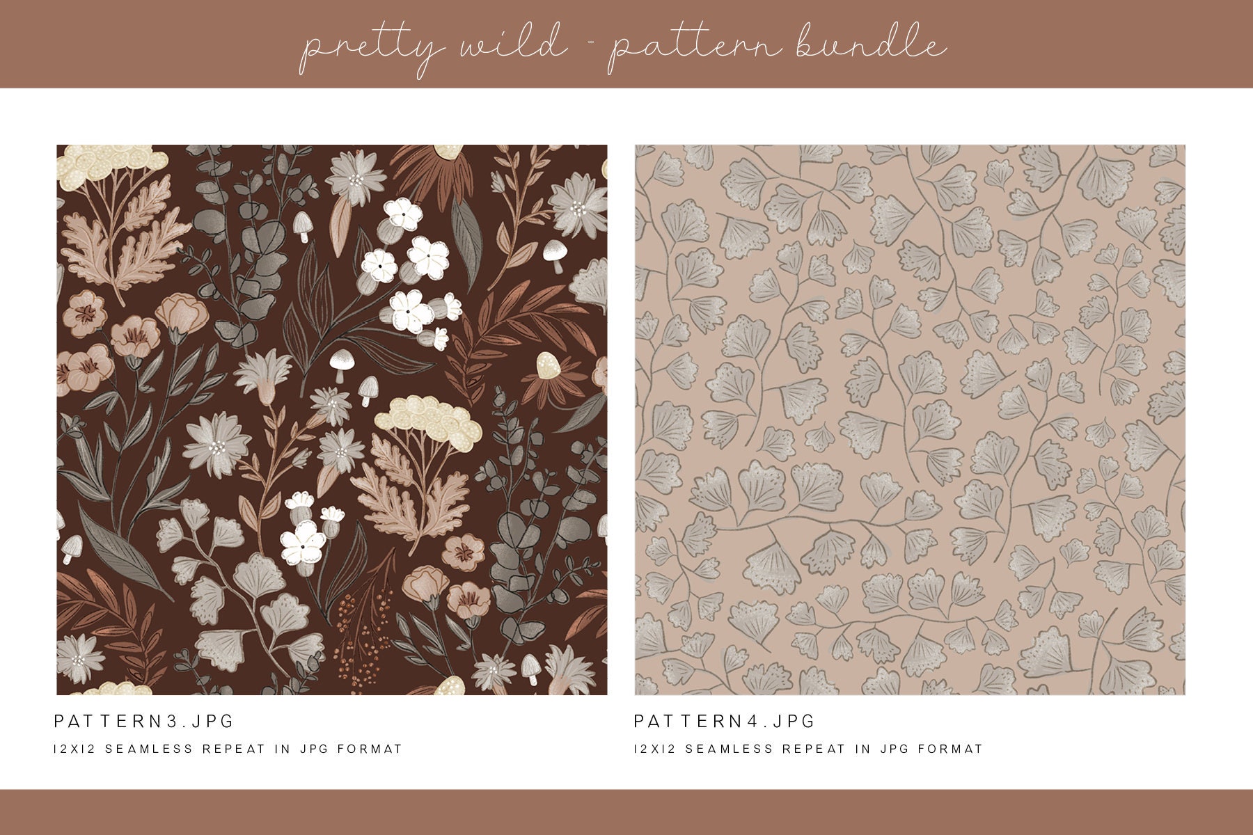 Boho Floral Digital Paper: Terra Cotta Flower Patterns (seamless Jpgs ...