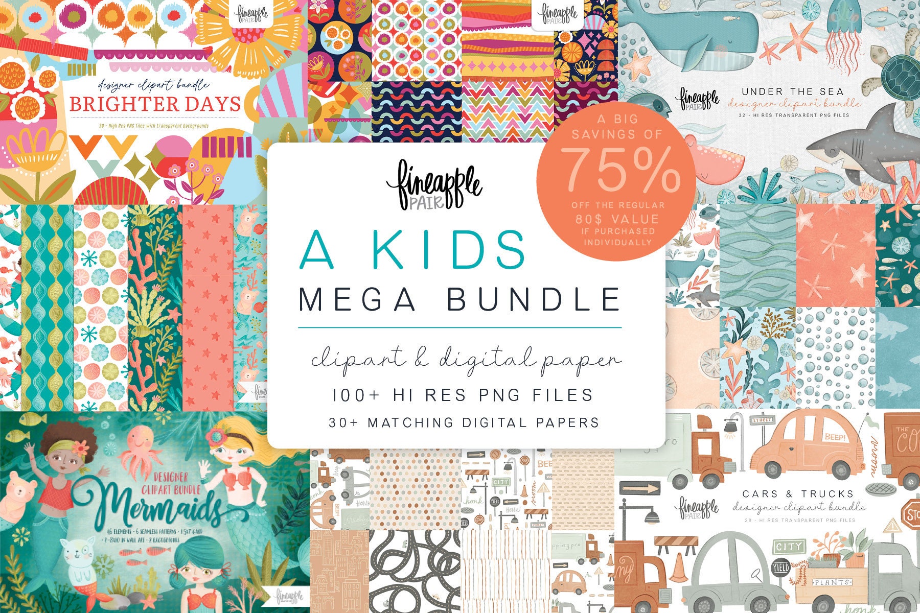 Kids Mega Clipart Bundle: Trucks, Mermaids, Fairies (digital Download ...
