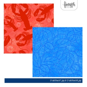 Seafood Pattern Bundle: Nautical Crab, Lobster & Shrimp Designs (JPG ...