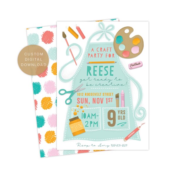 Painting Party Invitation, Art Party Invitation, Art Birthday Party ...