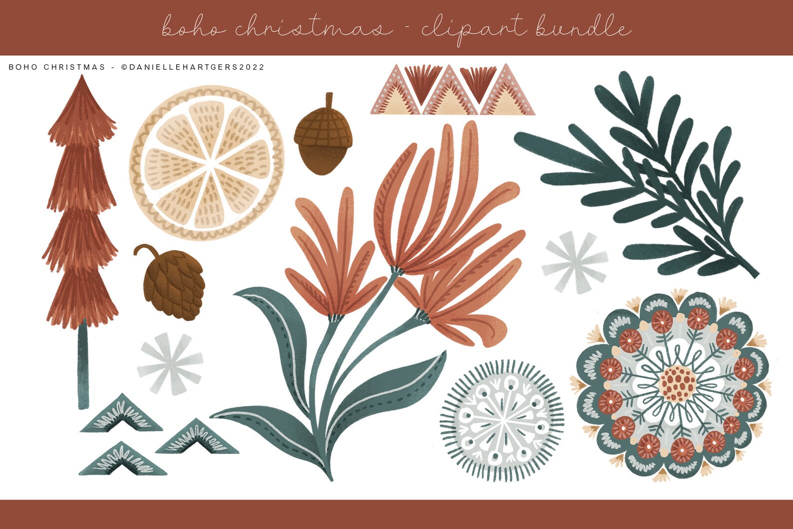 Boho Christmas Clipart Bundle: Winter Holiday Graphics (PNG) - Etsy