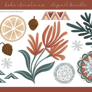 Boho Christmas Clipart Bundle: Winter Holiday Graphics (PNG) - Etsy
