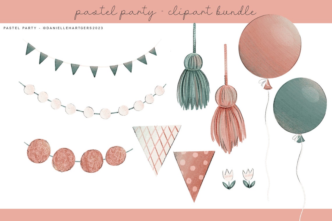 Pastel Party Clipart: Birthday Girl Graphics (36 Pngs) - Etsy