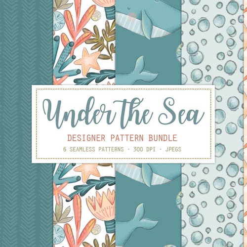 UNDER THE SEA Digital Paper Sea Life Ocean Creatures Shark - Etsy