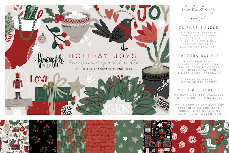 Christmas Clipart Mega Bundle: Holiday Graphics & Digital Paper (PNG ...