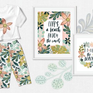 Boho Tropical Clipart: Floral Graphics, Seamless Patterns (digital ...