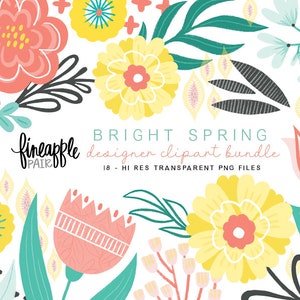 Bright Spring Flowers Clipart, Spring Clipart, Pastel Flower Clipart ...
