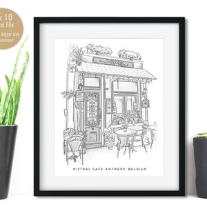 Custom Storefront Illustration Printable Line Art Drawing | Etsy Canada