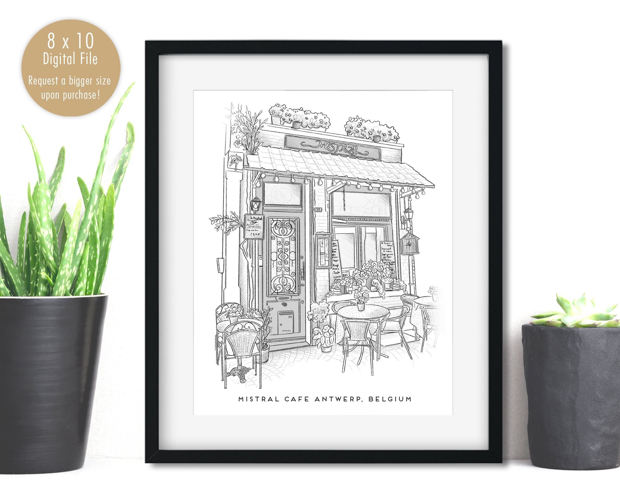 Custom Storefront Illustration Printable Line Art Drawing | Etsy Canada
