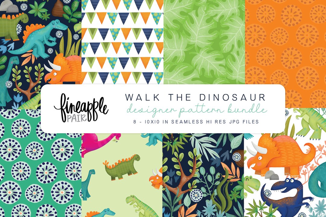 Dinosaur Digital Paper: Jungle Trex Seamless Pattern (digital Download ...