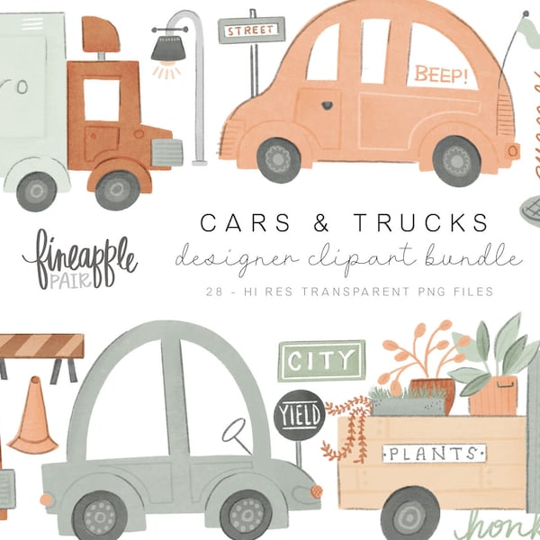 Cars and Truck Clipart - Etsy