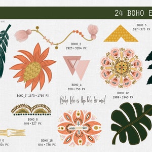 Boho Chic Clipart Boho Digital Paper Bohemian Tropical | Etsy