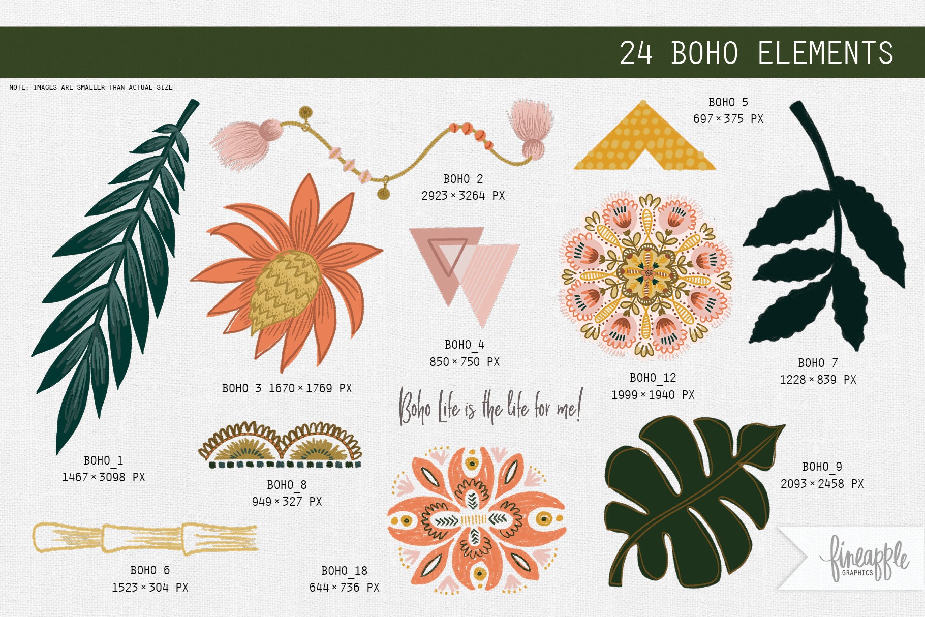 Boho Chic Clipart Boho Digital Paper Bohemian Tropical | Etsy