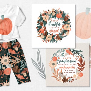 Fall Market Clipart Bundle: Autumn Flowers, Pumpkins (digital Download ...