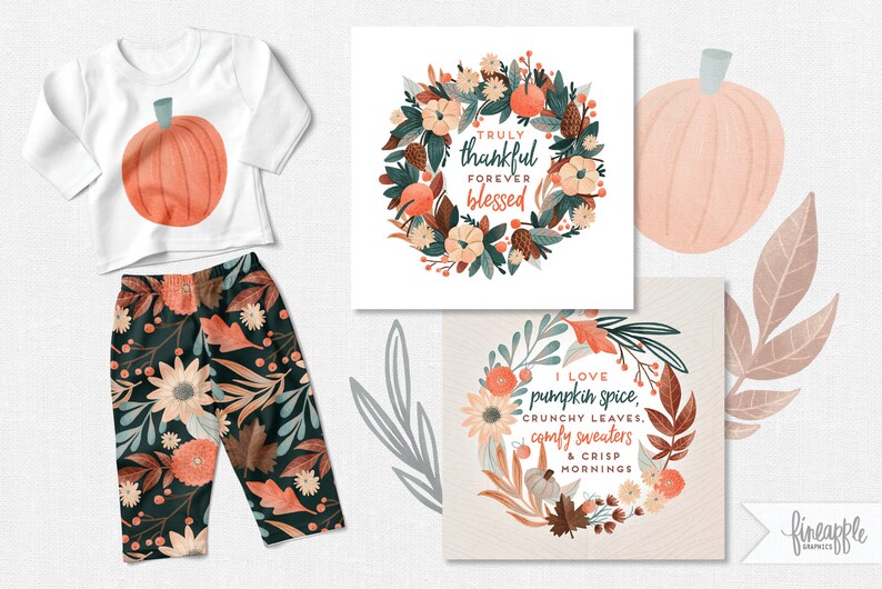 Fall Market Clipart Bundle: Autumn Flowers, Pumpkins (digital Download ...