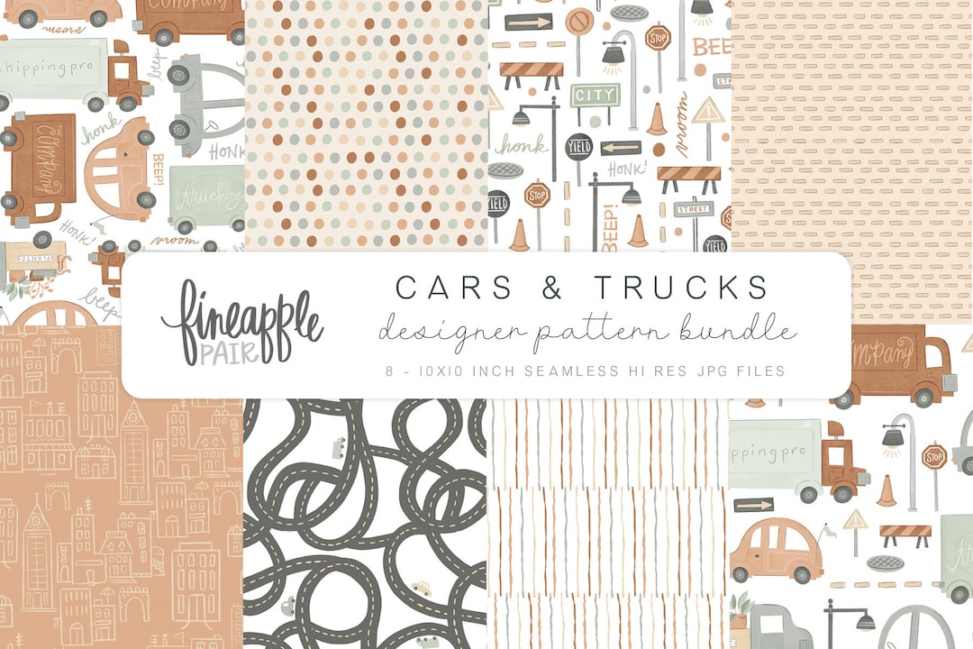 Cars and Trucks Digital Paper, DH - Etsy