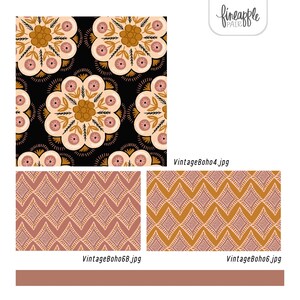 Vintage Boho Floral Seamless Patterns: Rose & Mustard Designs (digital ...