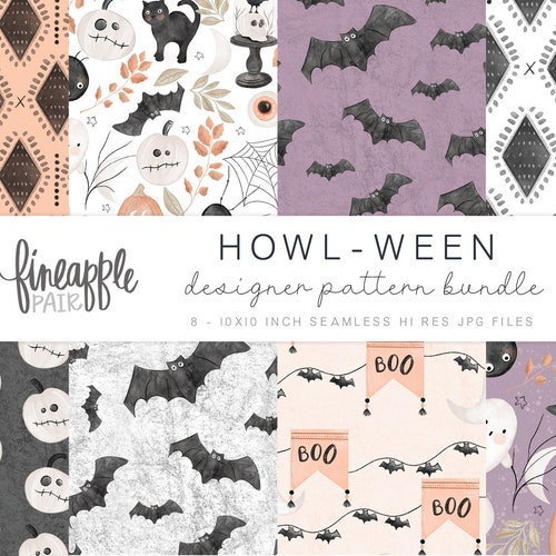 Cute Halloween Digital Paper Pink Halloween Seamless - Etsy