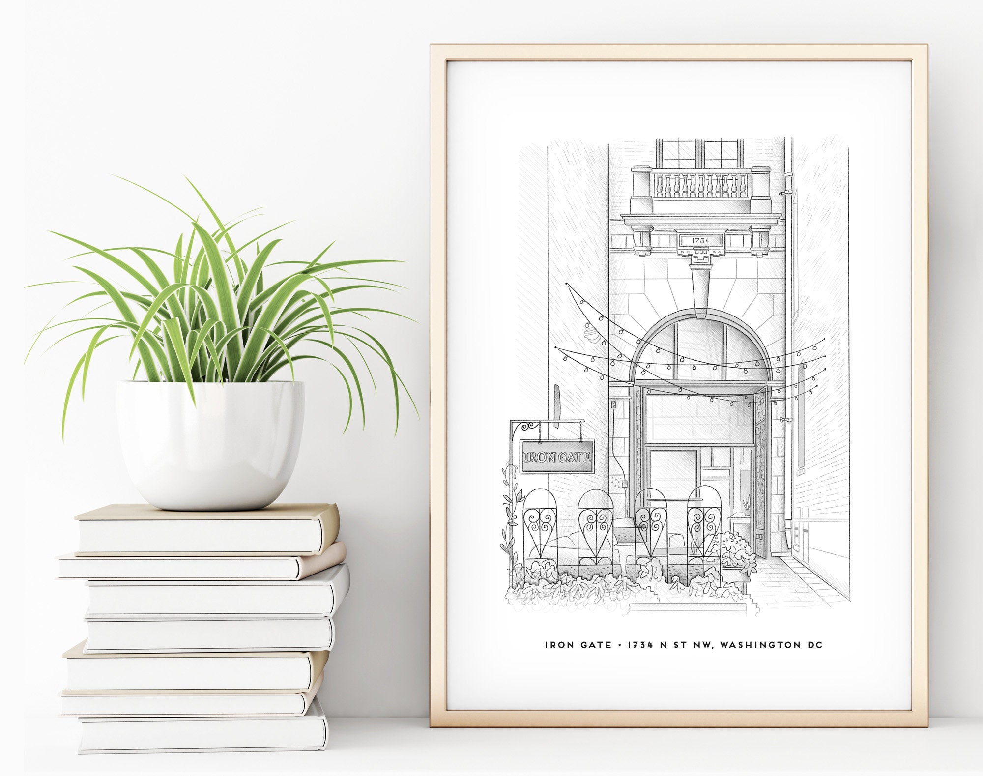 Custom Storefront Illustration Printable Line Art Drawing | Etsy Canada