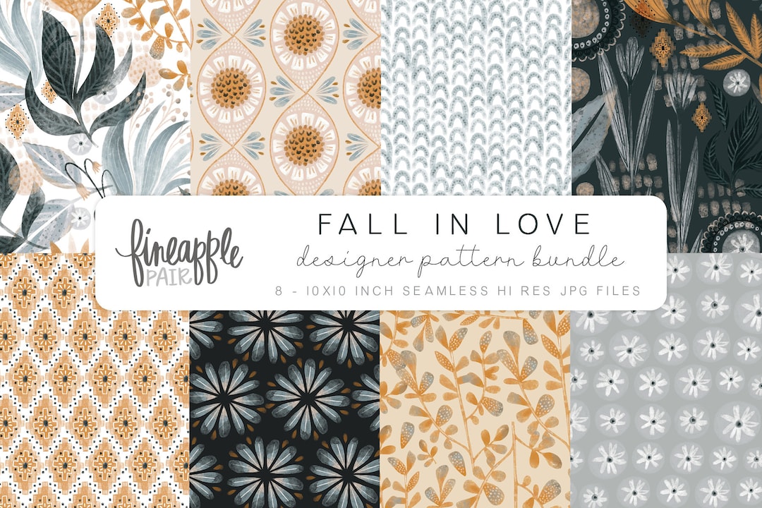 Fall Floral Digital Paper: Seamless Autumn Patterns (digital Download ...