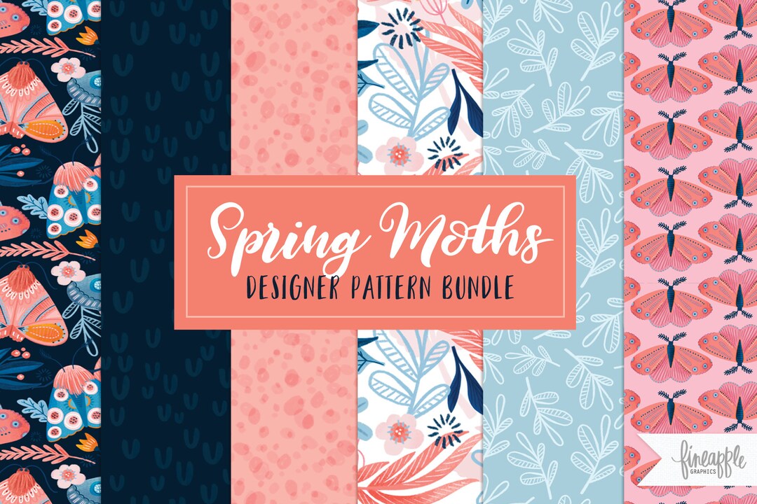 Moth Digital Paper, Moth Clipart, Moth Garden Graphics, Pink Moth ...