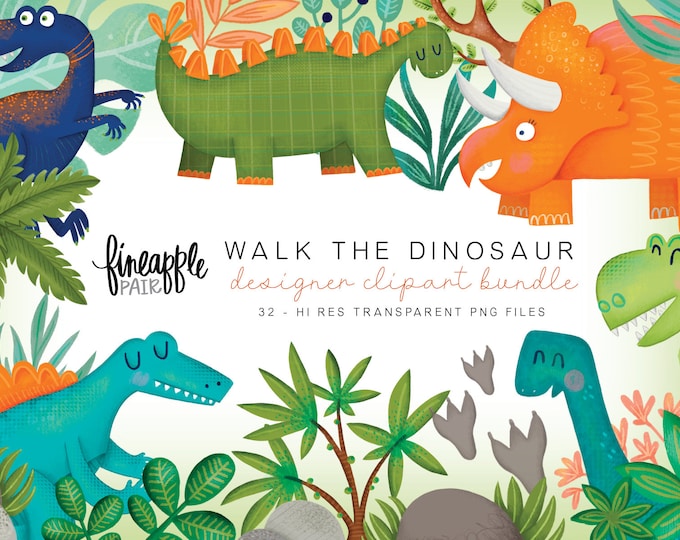 Dinosaurs Clip Art Set - Hand-drawn Dino Illustrations, Dinosaur Design ...