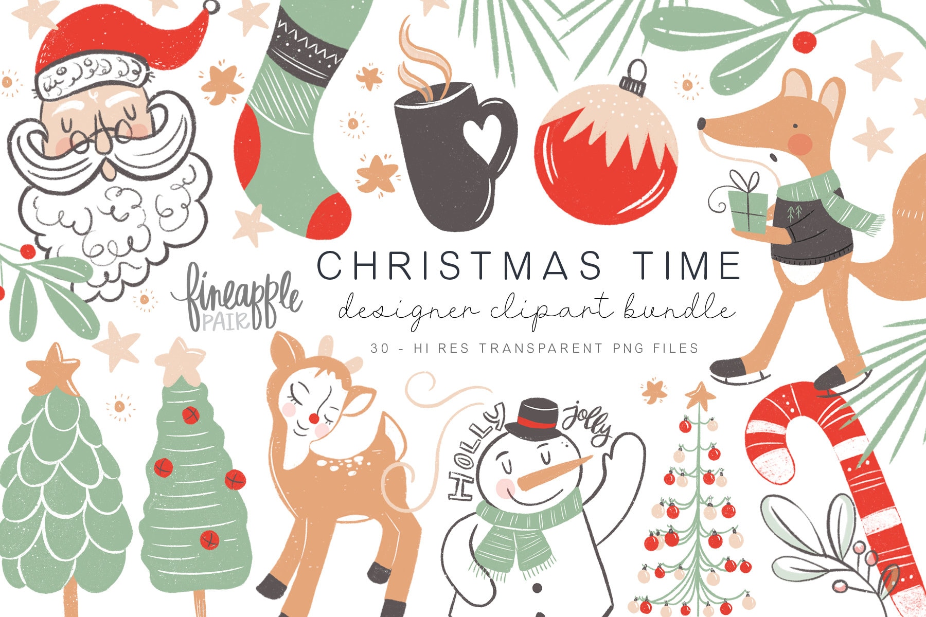 Cute Christmas Clipart Vintage Christmas Clipart Traditional - Etsy