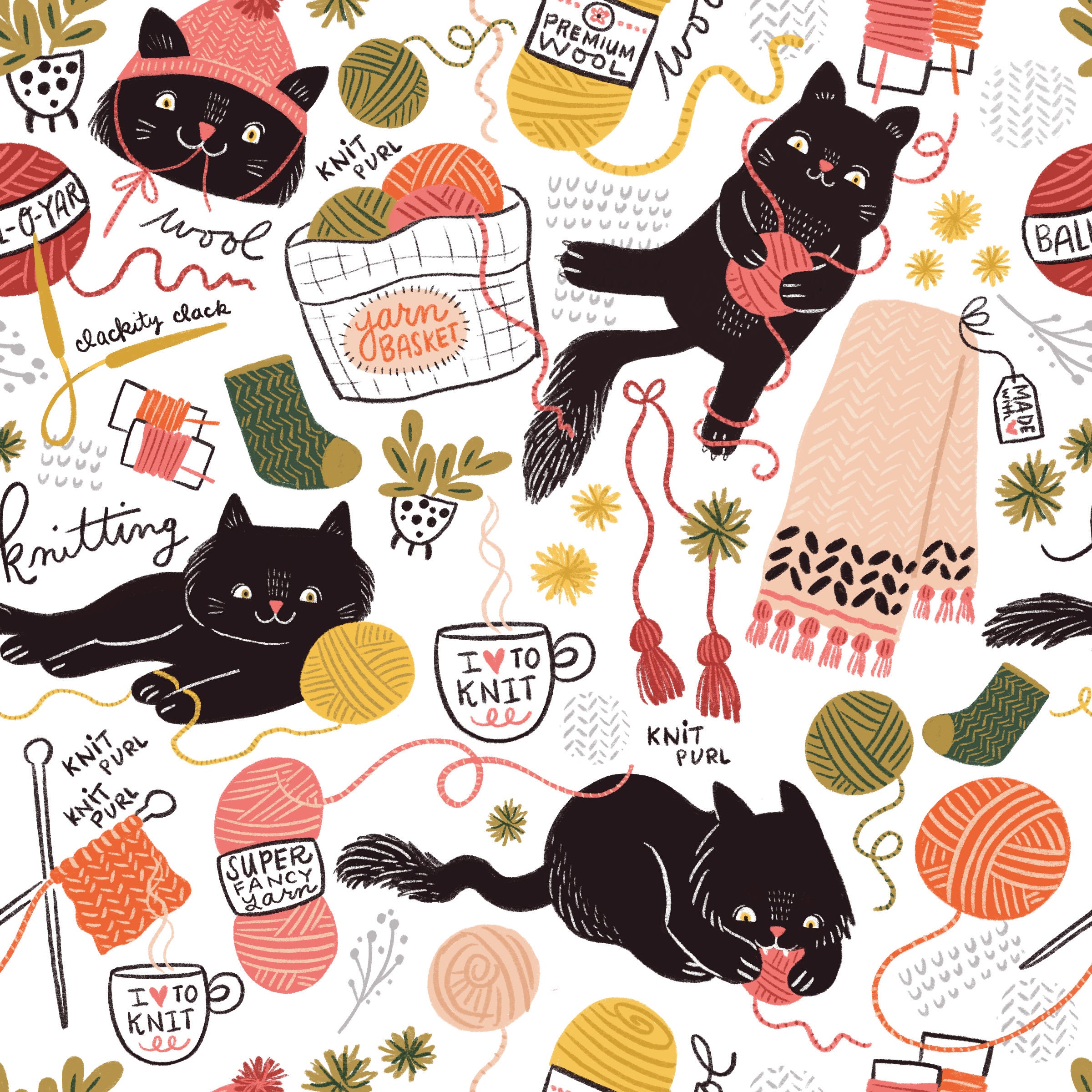 Knitting Clipart Knitting Pngs Cats and Yarn Clipart Cute - Etsy Canada