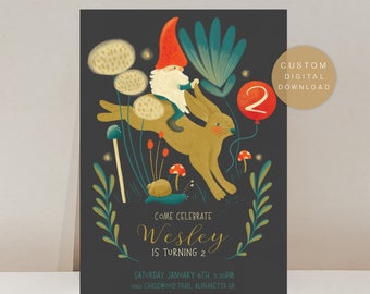 Gnome Birthday Invitations - Etsy