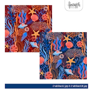 Seafood Pattern Bundle: Nautical Crab, Lobster & Shrimp Designs (JPG ...