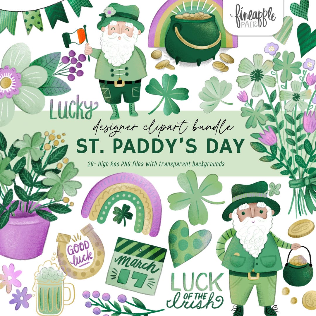 St Patricks Day Clipart, Leprechaun Pngs, Four Leaf Clover Clipart ...