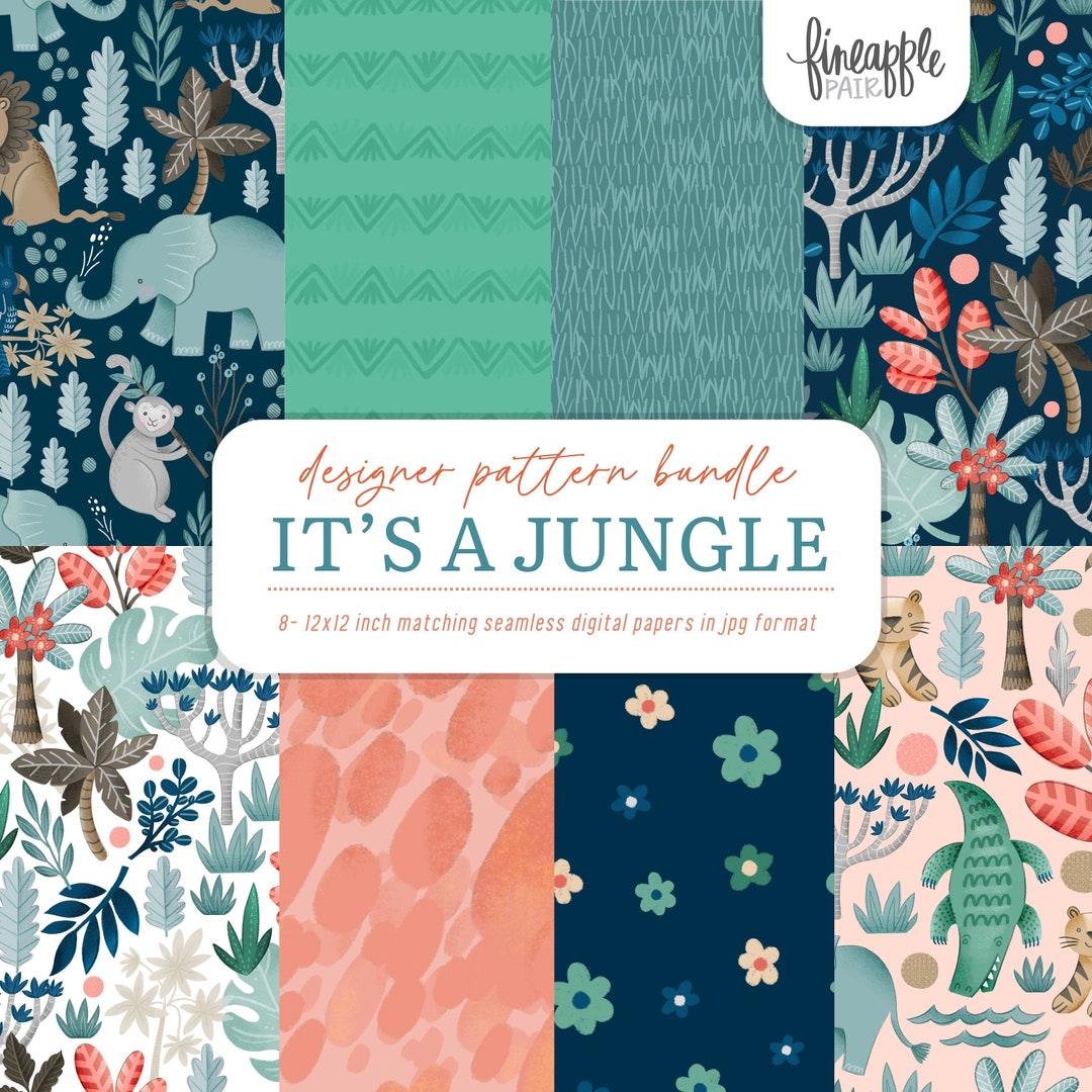 Baby Elephant Patterns, Safari Animals Digital Paper, Jungle Animals ...