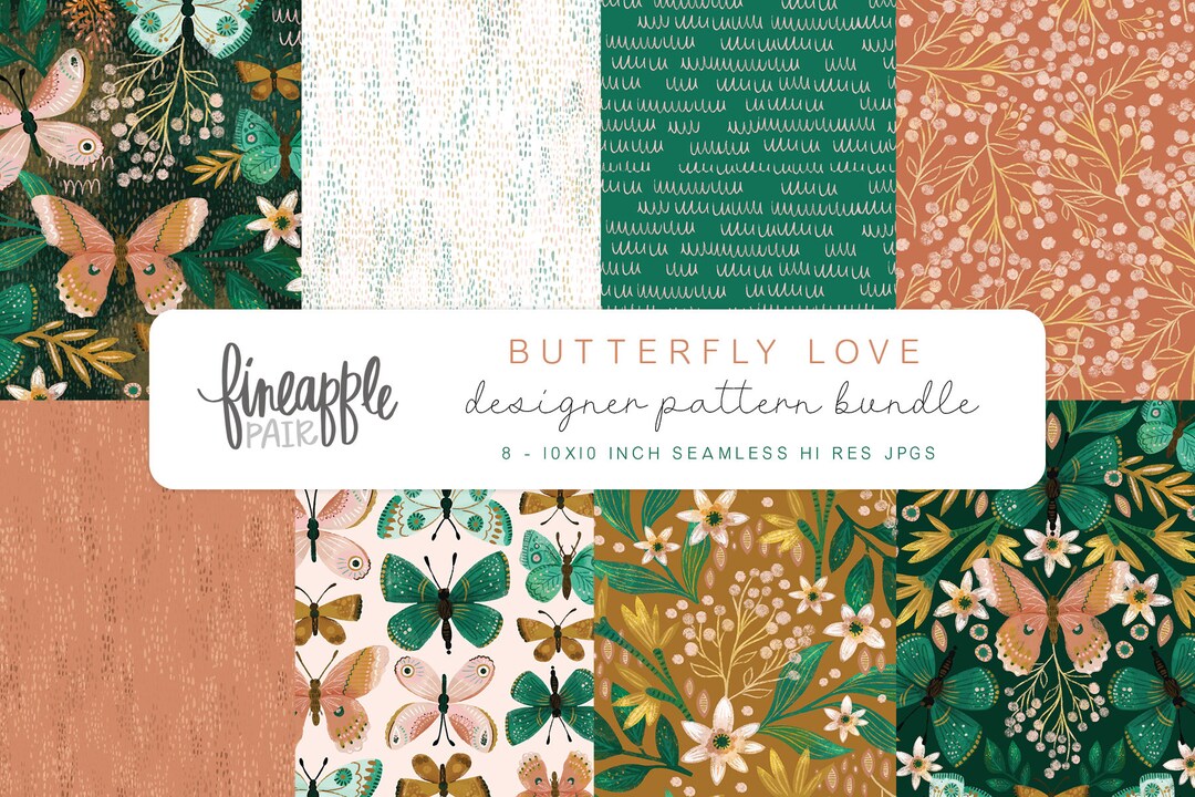 Butterfly Digital Paper: Floral Seamless Patterns (digital Download) - Etsy