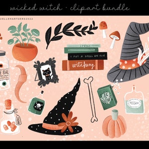Cute Halloween Clipart, Halloween Witch Clipart, Halloween Digital ...