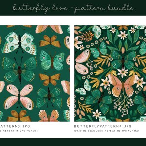 Butterfly Digital Paper: Floral Seamless Patterns (digital Download) - Etsy