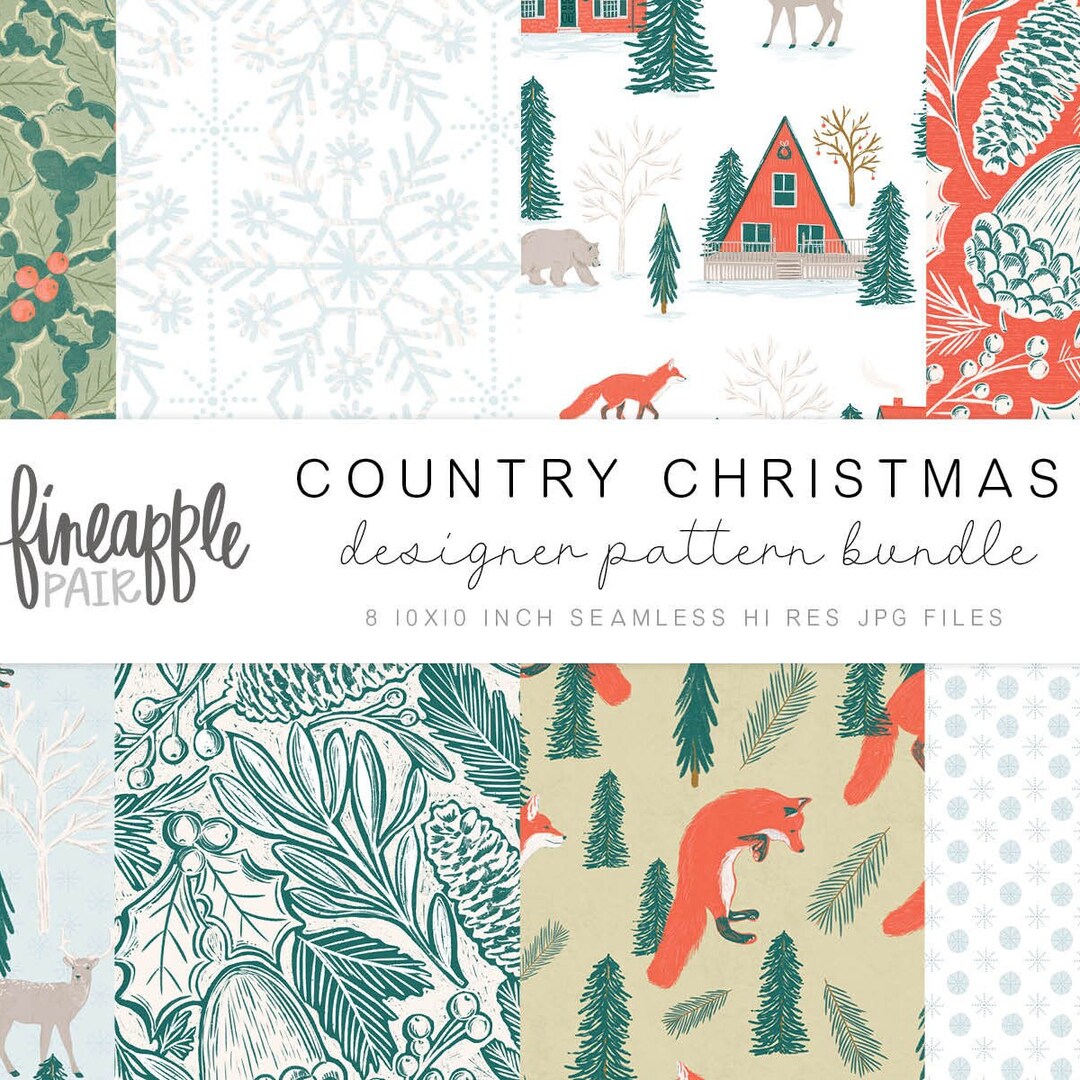 Cute Christmas Digital Paper, Christmas Seamless Patterns, Vintage ...