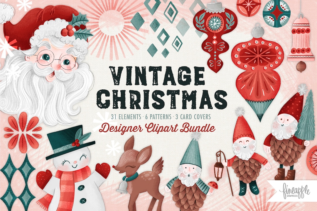 Cute Christmas Clipart, Vintage Christmas Clipart, Christmas Gnome ...
