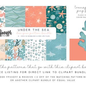 Ocean Animals Clipart, Shark Clipart, Ocean Life Clipart, Under the Sea ...