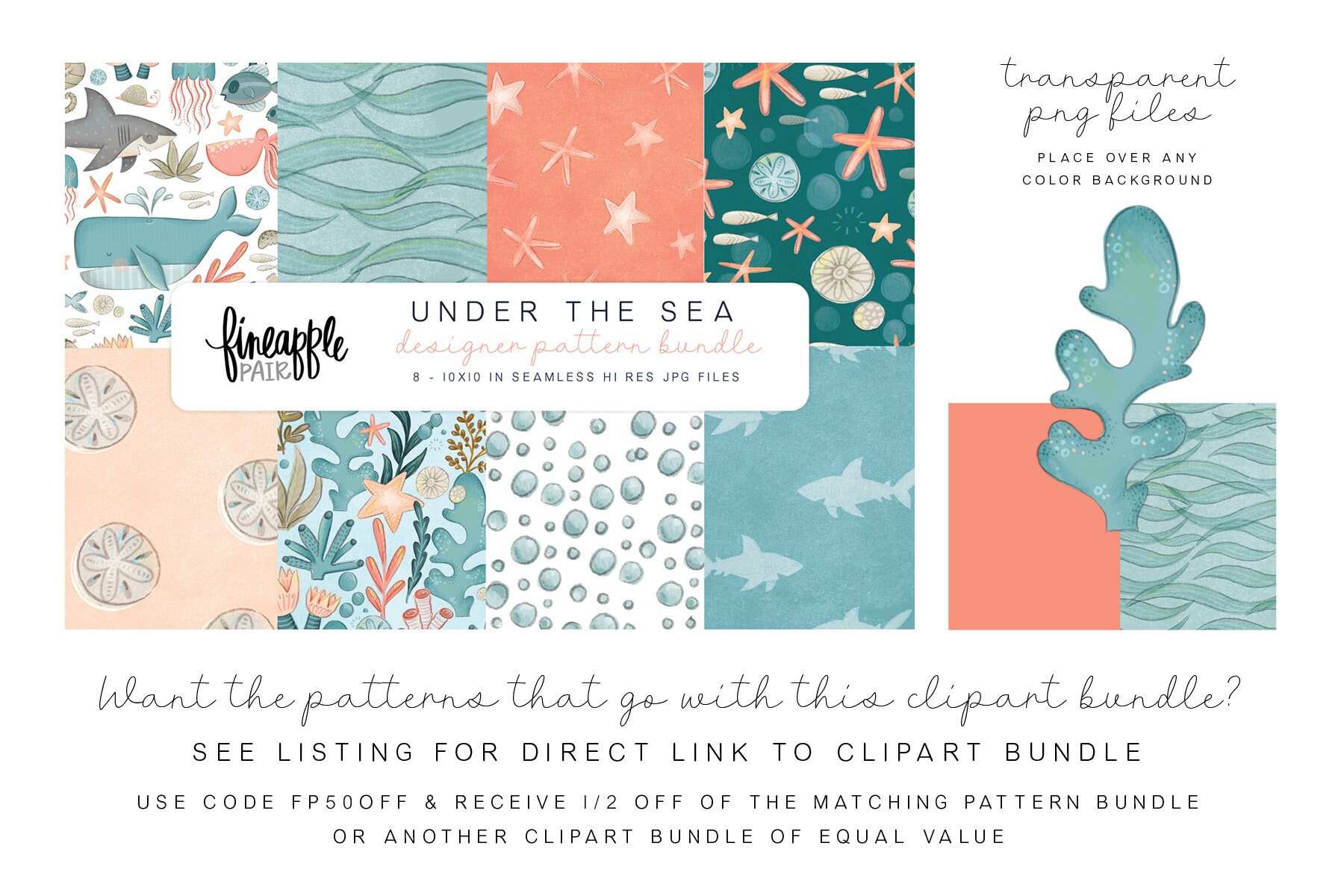 Ocean Animals Clipart, Shark Clipart, Ocean Life Clipart, Under the Sea ...