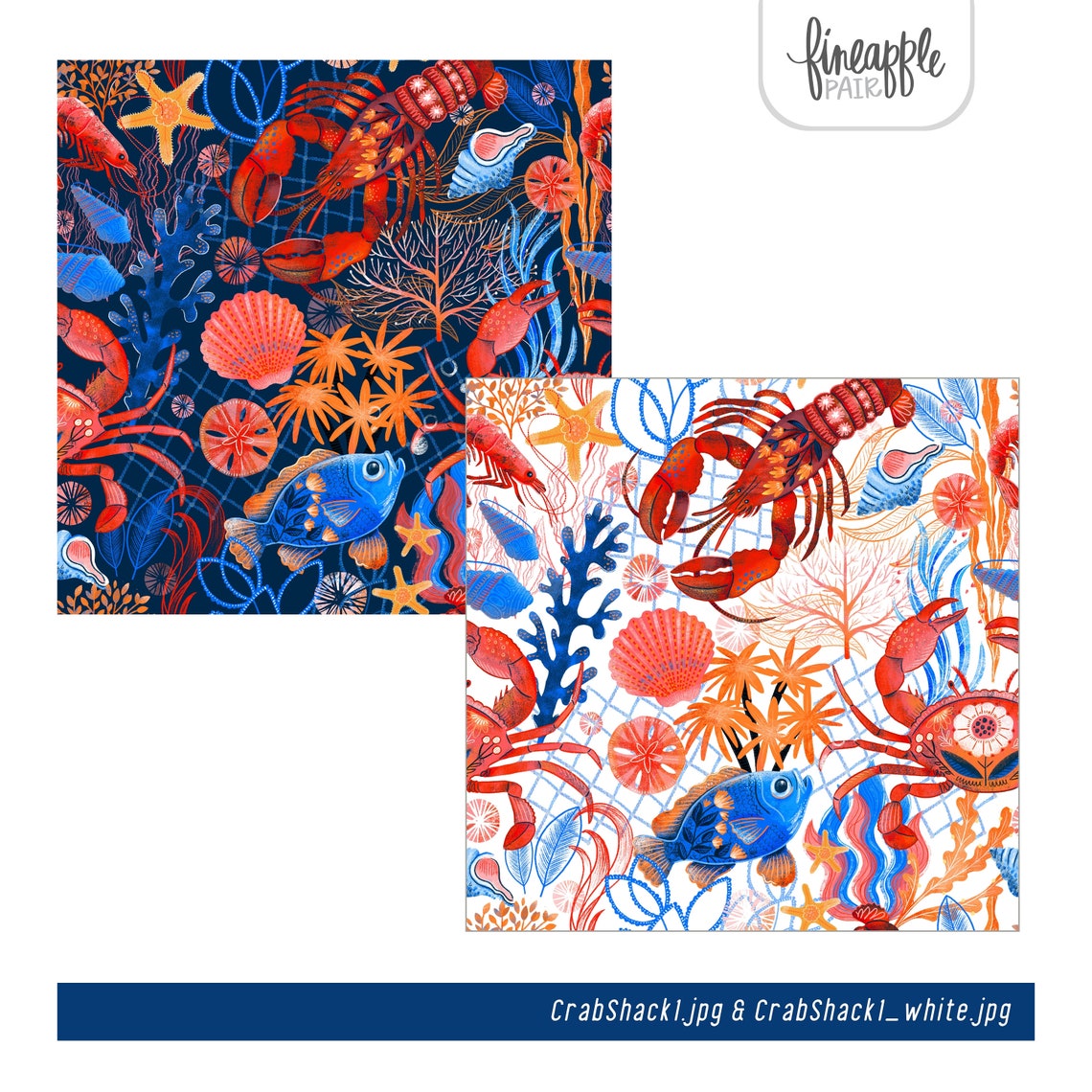 Seafood Pattern Bundle: Nautical Crab, Lobster & Shrimp Designs (JPG ...
