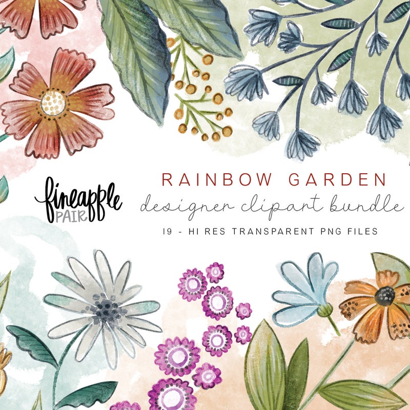 Boho Rainbow Flower Clipart - Etsy