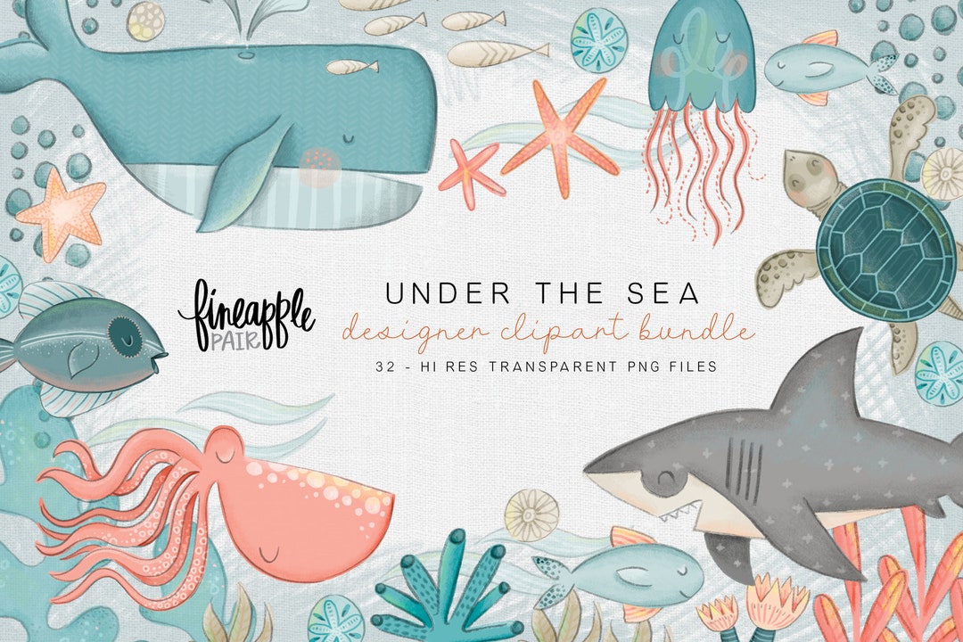 Ocean Animals Clipart, Shark Clipart, Ocean Life Clipart, Under the Sea ...