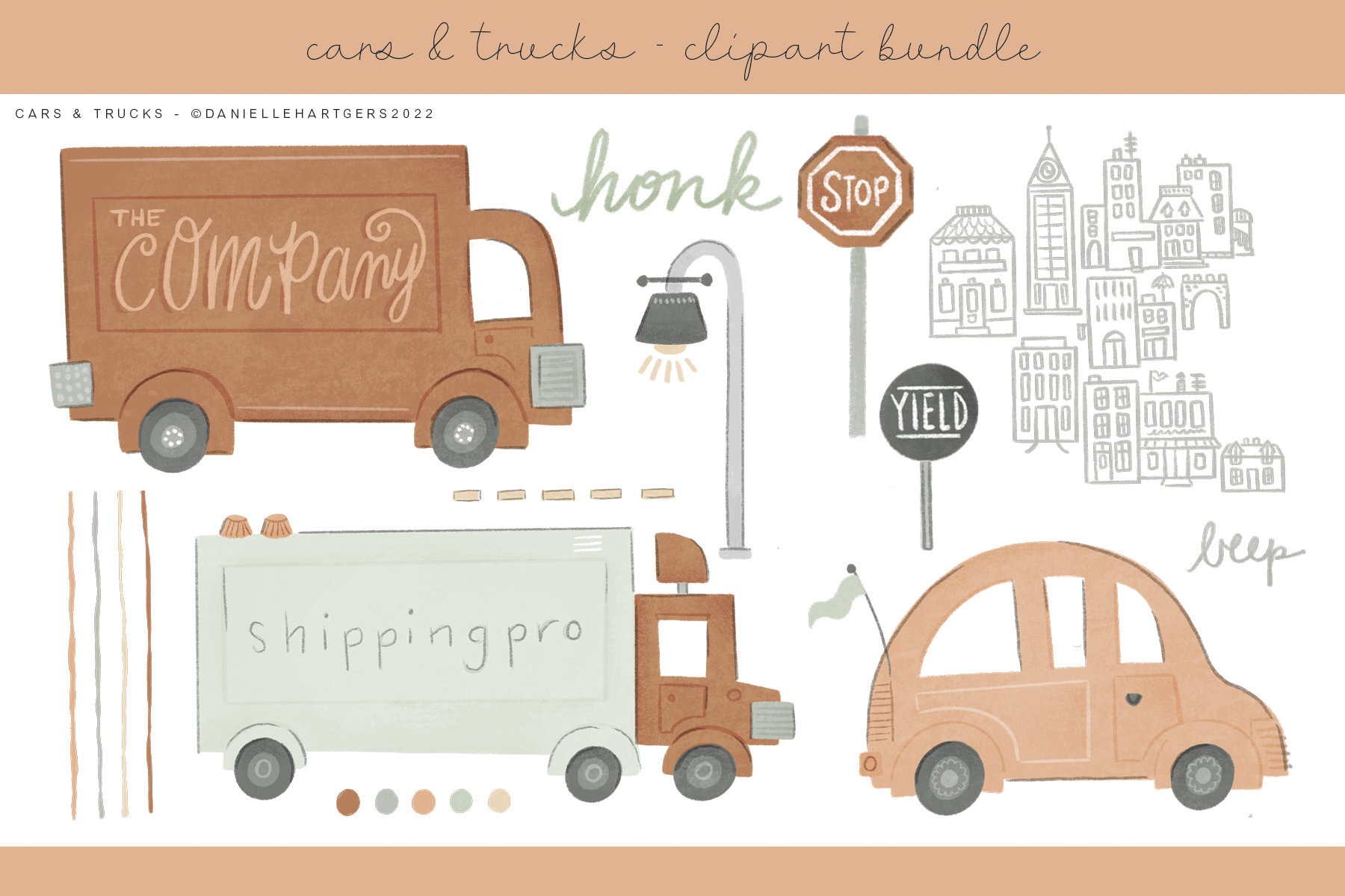 Cars and Trucks Clipart: Nursery Transportation Graphics (digital ...