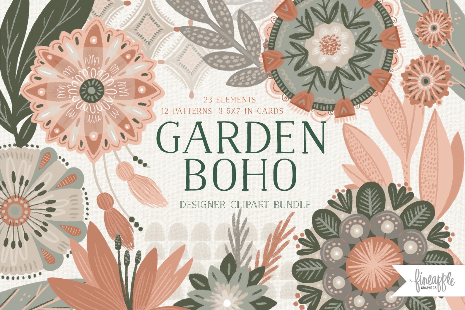 Boho Chic Clipart Boho Digital Paper Bohemian Tropical - Etsy