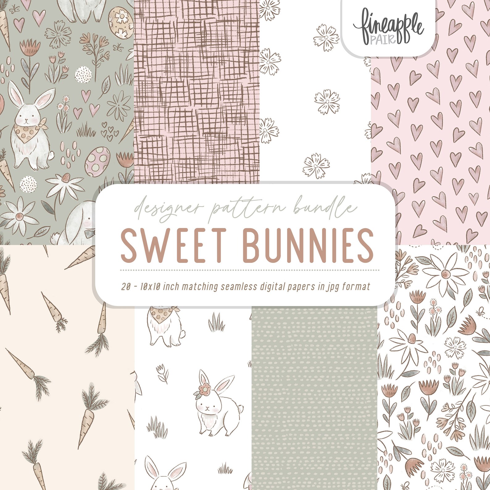 Watercolor Easter Bunny Clipart: Spring Floral Pngs (digital Paper) - Etsy