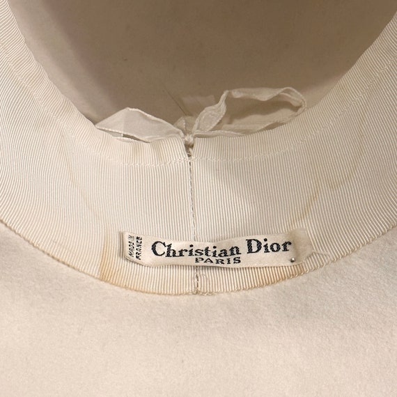 Vintage CHRISTIAN DIOR Ivory Wool Wide Brim Hat - Gem