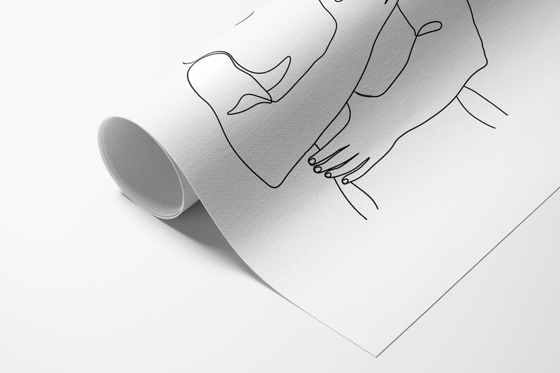 Minimalist Couple One Line Canvas Print One Line Hand Drawing Print ...