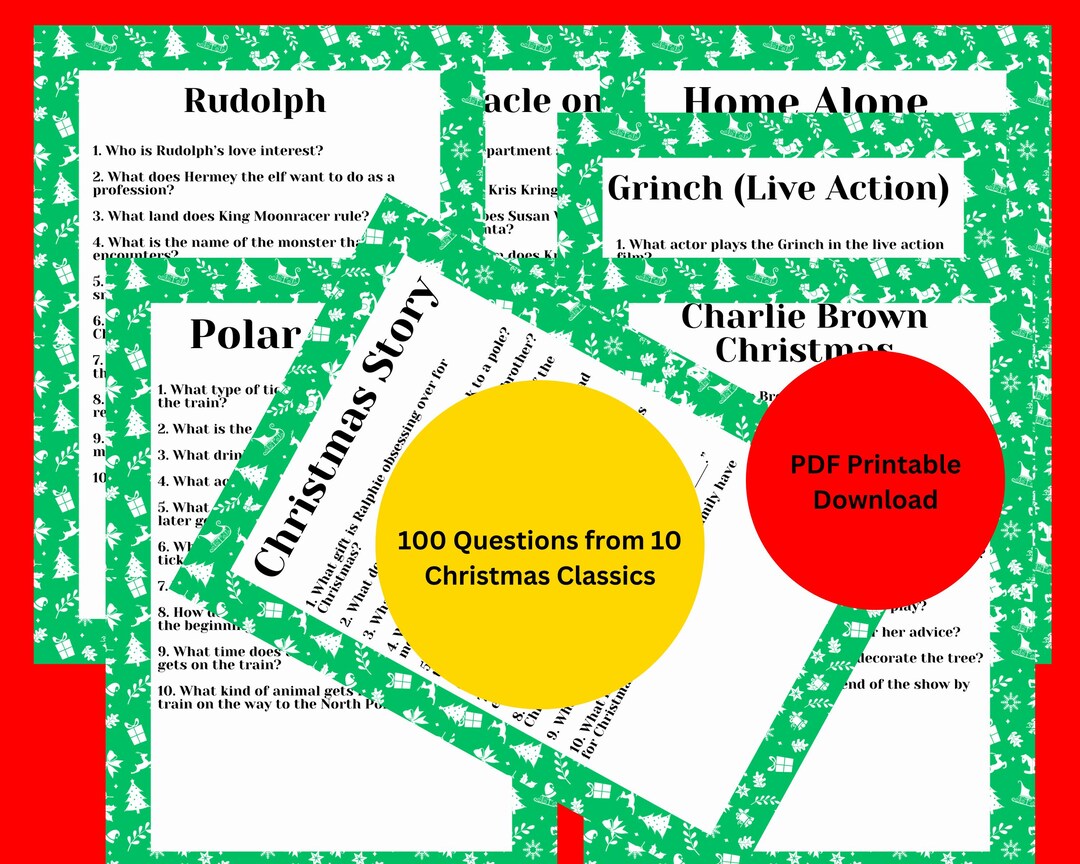 Christmas Classics Trivia Game printable 100 Questions - Etsy