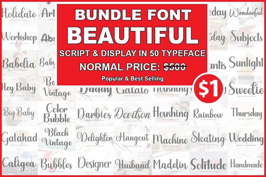 50 Font Bundle | Script, Serif, Calligraphy Fonts (digital Download) - Etsy