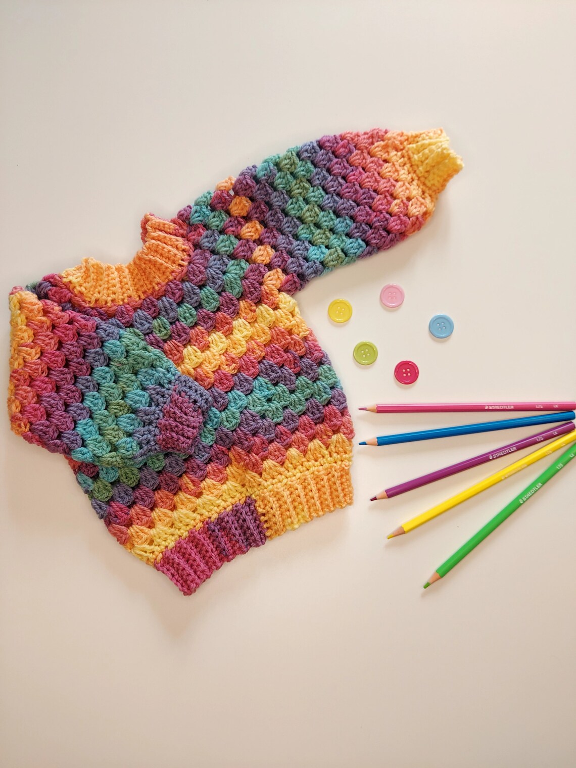 Baby / Childs Crochet Jumper Pattern, Top Down, No Sew, Granny Stripe ...